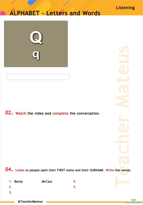 ALPHABET - 02 - Letters and Words - LISTENING - TM0003. Interactive ...