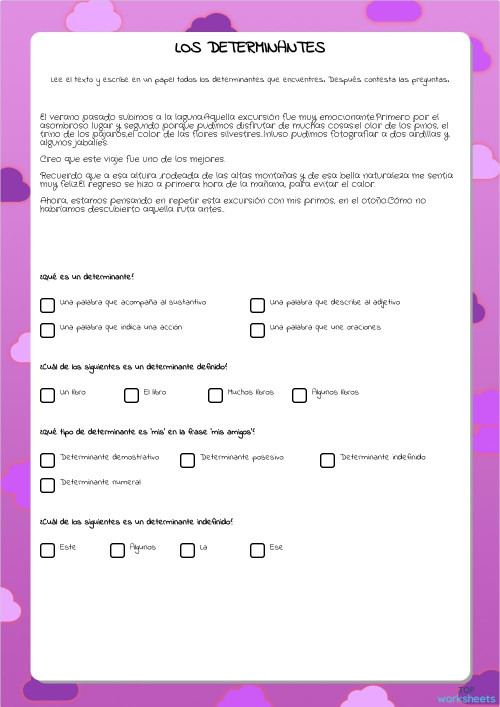 LOS DETERMINANTES. Ficha interactiva | TopWorksheets