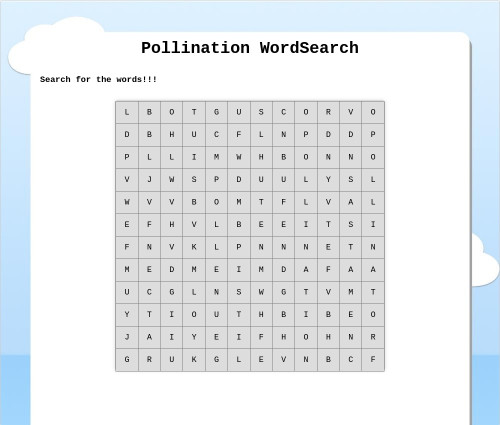 Pollination WordSearch. Interactive worksheet | TopWorksheets