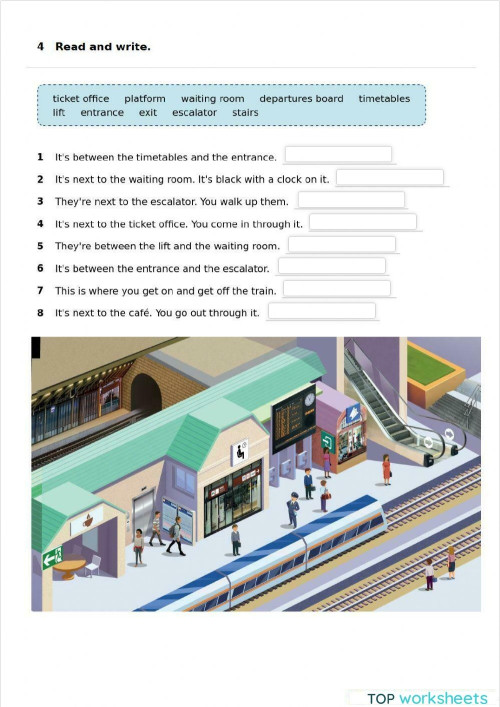 At the train station. Interactive worksheet | TopWorksheets