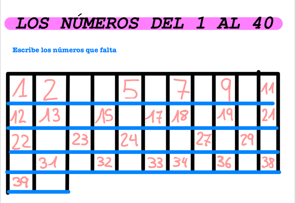Los números del 1-40. Ficha interactiva | TopWorksheets