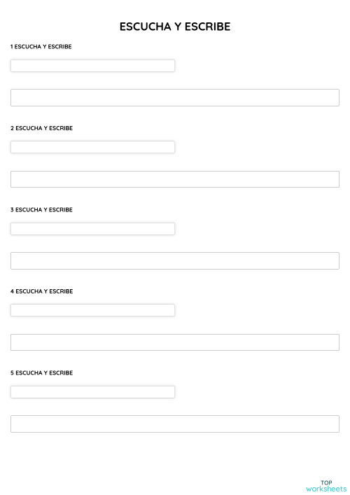 ESCUCHA Y ESCRIBE. Ficha interactiva | TopWorksheets