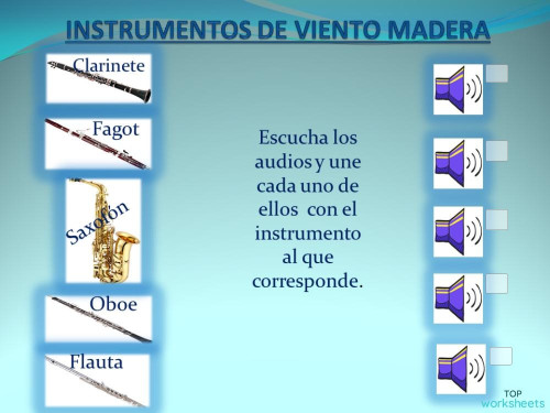 INSTRUMENTOS DE VIENTO MADERA. Ficha interactiva | TopWorksheets