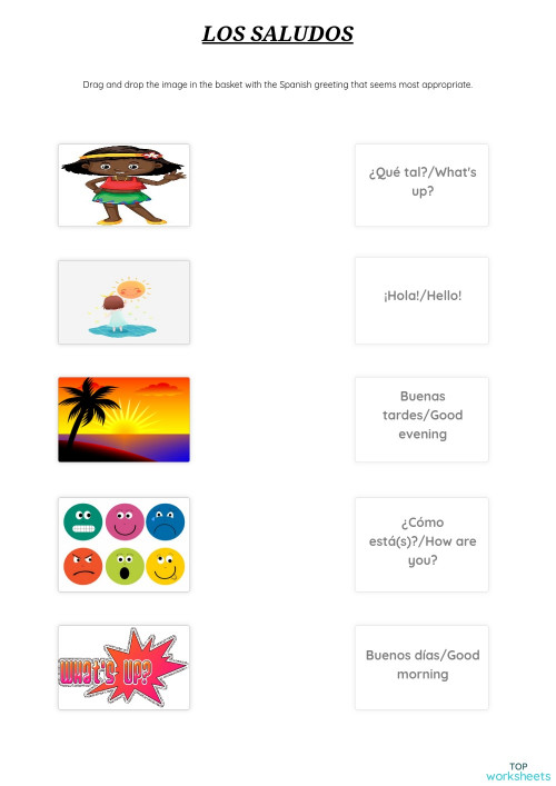 Los Saludos. Ficha interactiva | TopWorksheets