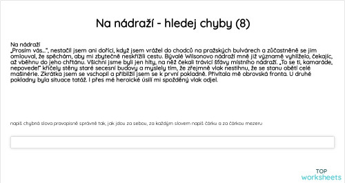 Na nádraží - hledej chyby (8). Interaktivní pracovní list | TopWorksheets