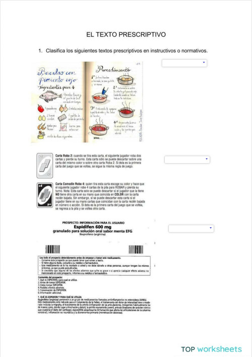 El texto prescriptivo. Ficha interactiva | TopWorksheets