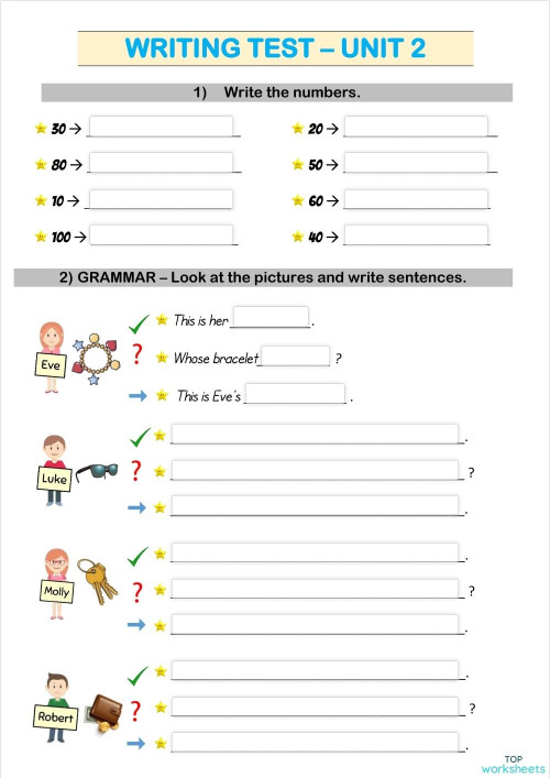 Unit 2 - WRITING. Interactive worksheet | TopWorksheets