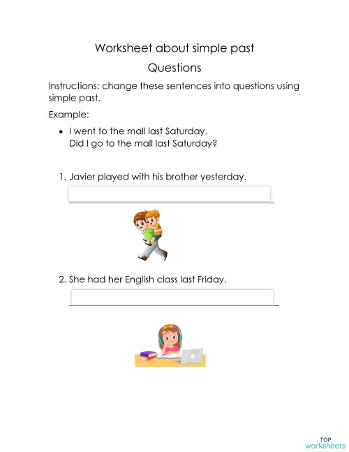 worksheet about simple past questions. Interactive worksheet ...