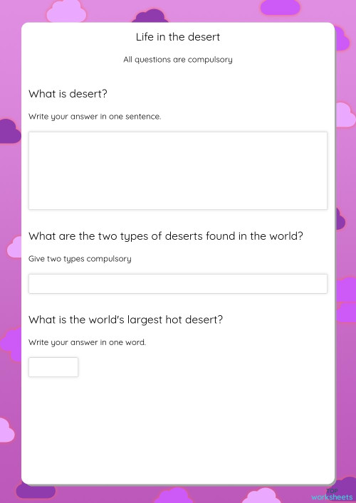 Life in the desert. Interactive worksheet | TopWorksheets