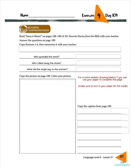 Lesson 21: Pg 217 Ex 4 Reading Comprehension. Interactive worksheet ...