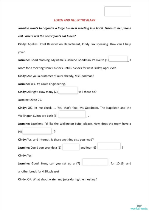 Starters- Listening Part 3 (Starter 3 Test 2). Interactive worksheet ...