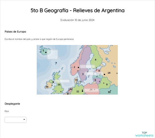 5to B Geografía - Relieves de Argentina. Ficha interactiva | TopWorksheets