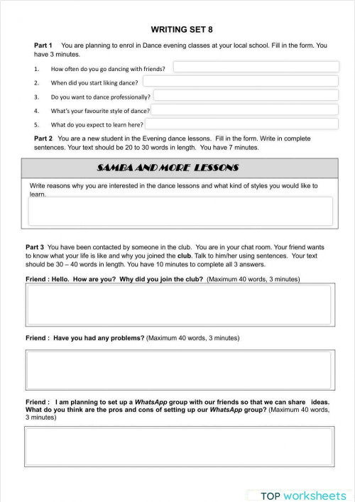 Aptis writing 8. Interactive worksheet | TopWorksheets
