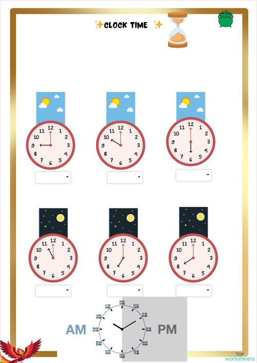 clock AM PM HP. Interactive worksheet | TopWorksheets