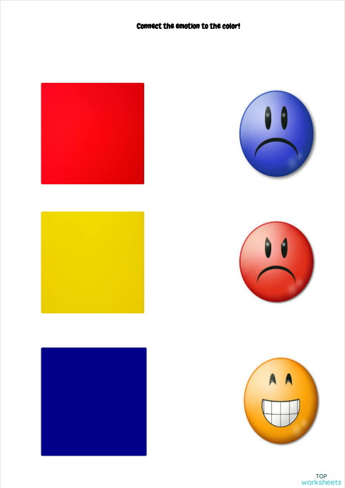 Connect the emotion to the color. Interactive worksheet | TopWorksheets