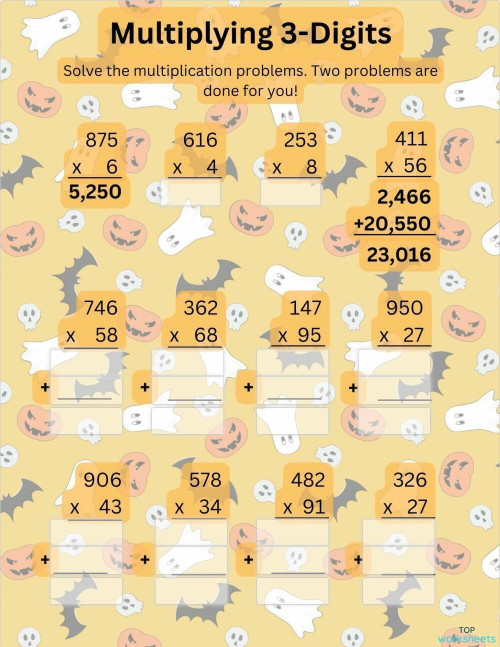 Multiplying 3-Digits. Interactive worksheet | TopWorksheets