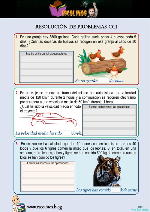 Matemáticas 6º. Resolución de problemas II. Ficha interactiva | TopWorksheets
