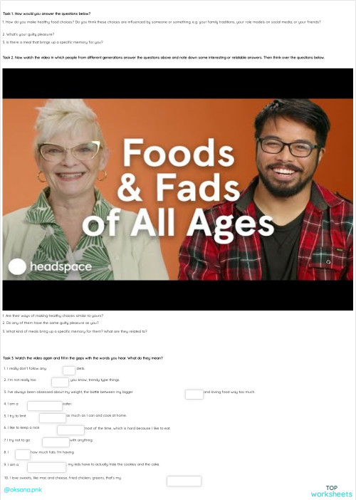 SC: Does Age Change Your Food Preferences?. Interactive worksheet ...