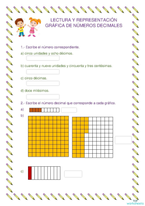 Lectura y representación gráfica de decimales. Ficha interactiva ...