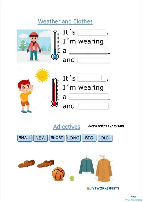 WEATHER AND CLOTHES. Interactive worksheet | TopWorksheets