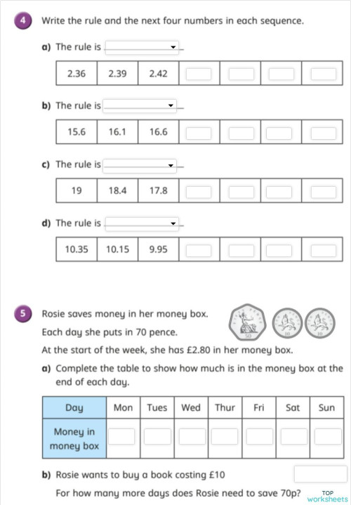 Thursday Online Maths 3. Interactive worksheet | TopWorksheets