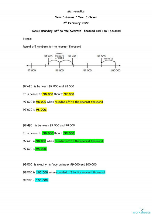 rounding off to nearest thousand. Interactive worksheet | TopWorksheets