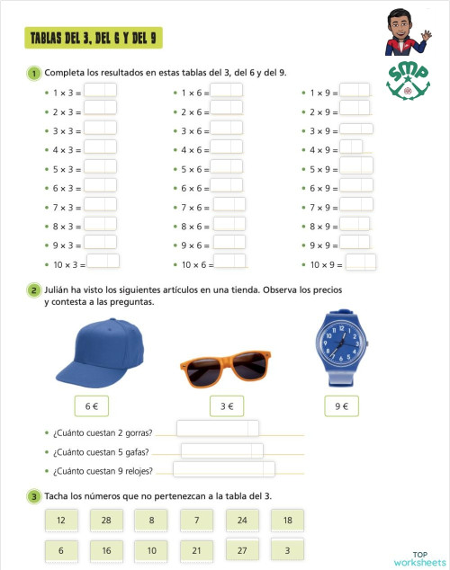 REPASO TABLAS I. Ficha interactiva | TopWorksheets