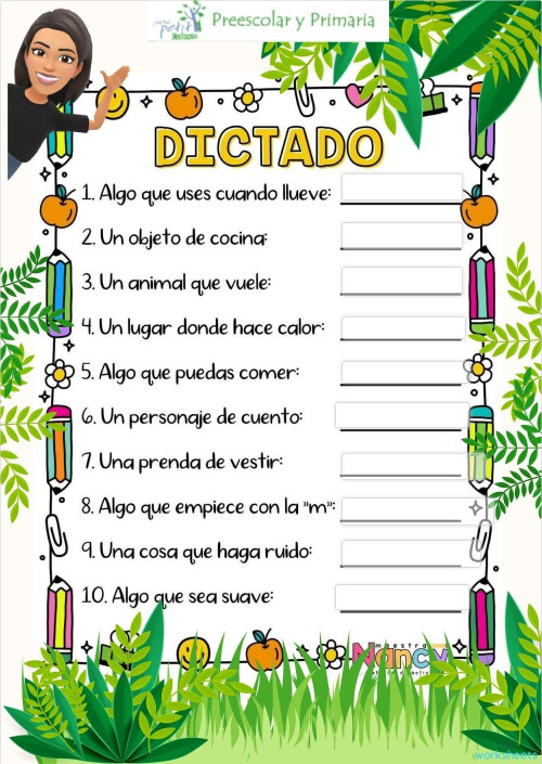 Dictado de palabras. Ficha interactiva | TopWorksheets