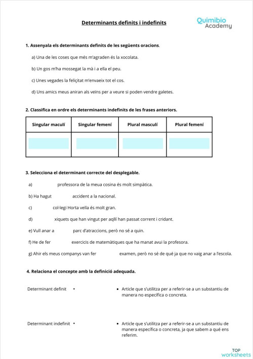 Determinants: fitxes interactives i exercicis online | TopWorksheets