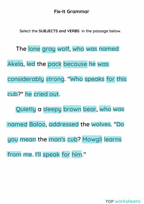 Fix-It Grammar. Interactive worksheet | TopWorksheets