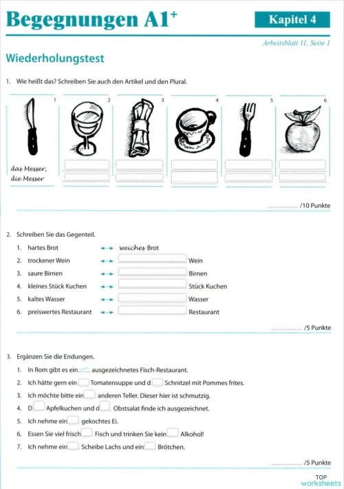 Begegnungen A1 Kapitel 4 Arbeitsblatt 11. Interaktives Arbeitsblatt | TopWorksheets