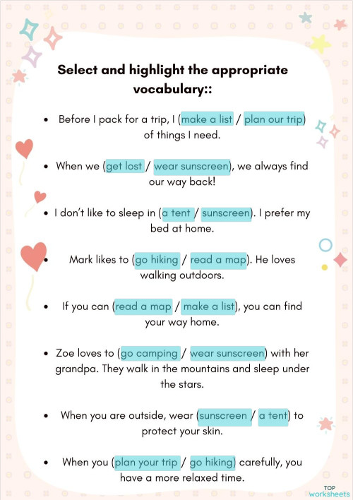 Vocabulario. Interactive worksheet | TopWorksheets
