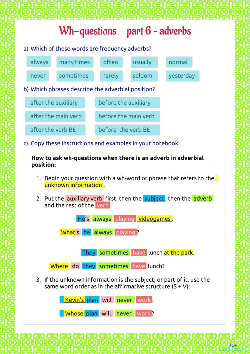 Wh Question Words Exercise 1 Ficha Interactiva