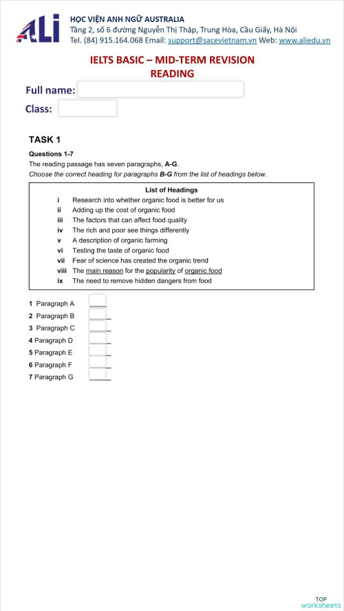 IB-05 Mid-term Revision_Reading. Interactive worksheet | TopWorksheets
