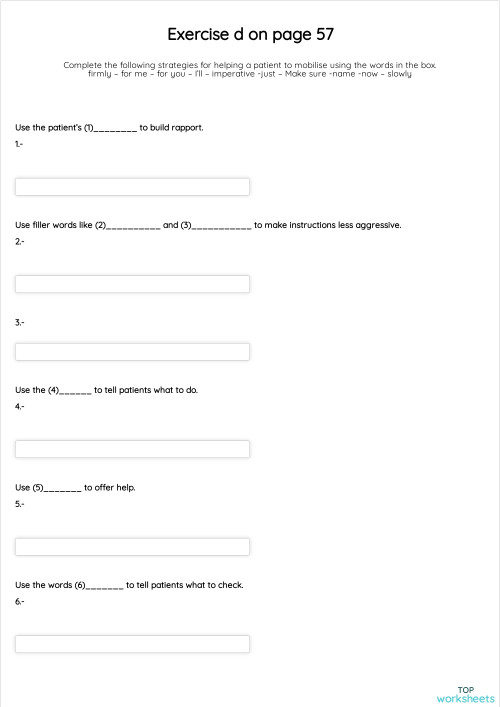 Exercise d on page 57. Interactive worksheet | TopWorksheets