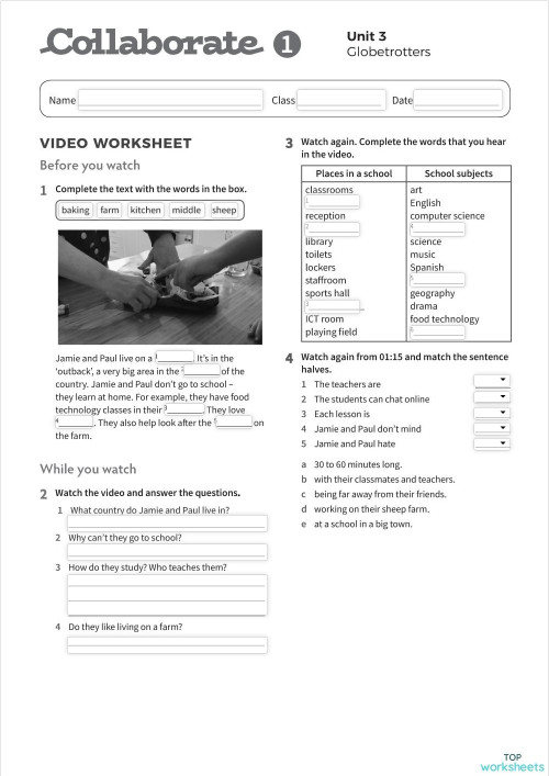 Collaborate 1 - GlobeTrotters Unit 3. Interactive worksheet | TopWorksheets