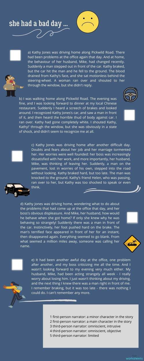 She had a bad day.... Interactive worksheet | TopWorksheets