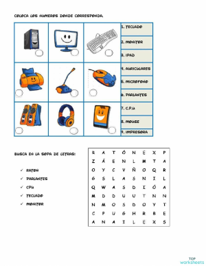 Partes de la computadora para niños. Ficha interactiva | TopWorksheets