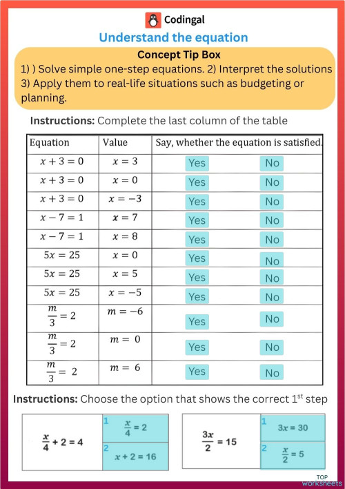 M_G06M08L33_WA01_Solving_Simple_Equations_3. Interactive worksheet ...