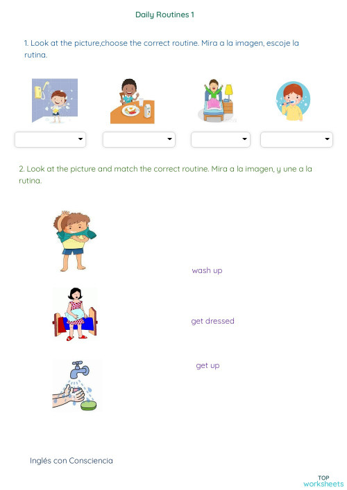 Daily routines 1. Interactive worksheet | TopWorksheets