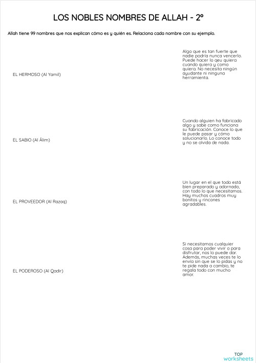 Religión Islámica: fichas interactivas y ejercicios online | TopWorksheets