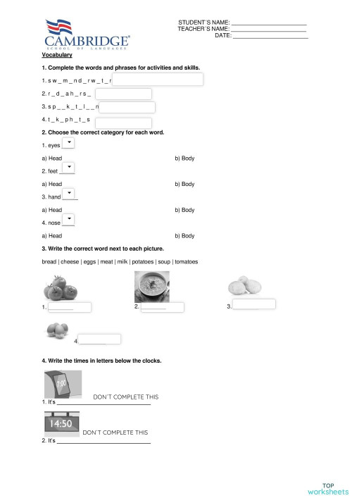 Prepare 1 unit 5-6. Interactive worksheet | TopWorksheets