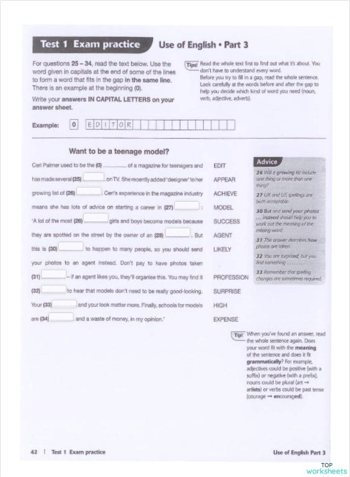 Use of English Part 3. Interactive worksheet | TopWorksheets