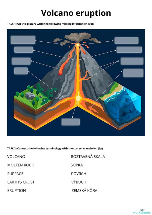 VOLCANO ERUPTION TEST !!!. Interactive worksheet | TopWorksheets