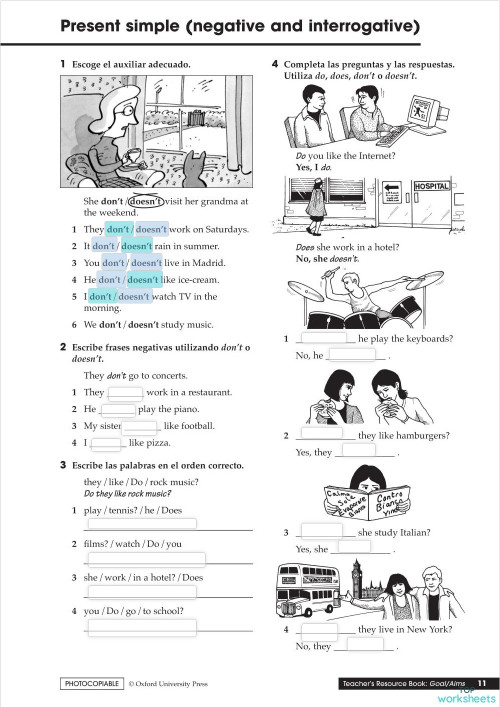 Present simple (negative and interrogative). Interactive worksheet ...