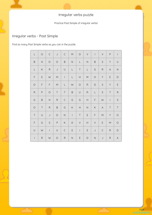 Irregular verbs puzzle. Scheda interattiva | TopWorksheets