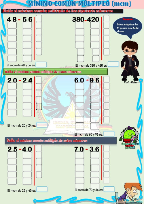Calcular el M.C.M. 03. Ficha interactiva | TopWorksheets