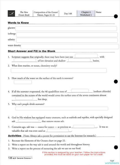 Chapter 4: Pg 136 Wk 1: Composition of the Oceans. Interactive ...