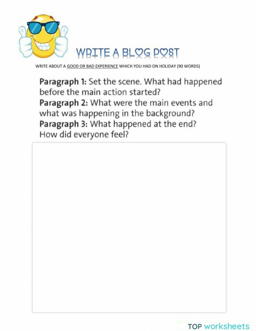 Write a blog post. Interactive worksheet | TopWorksheets