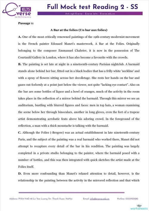 SS Reading full test 3. Interactive worksheet | TopWorksheets